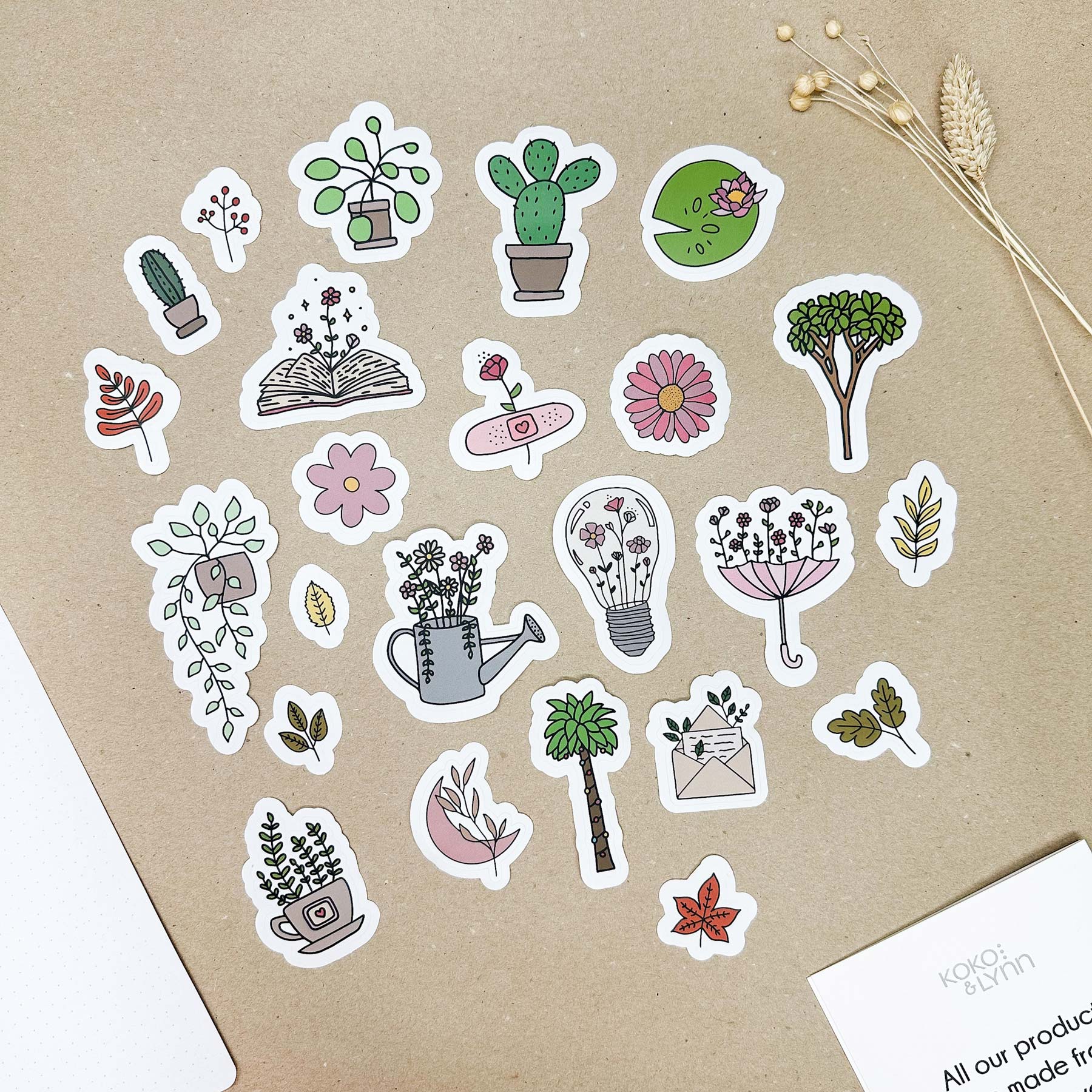 24 hand-drawn stickers - Plants bundle – koko & lynn