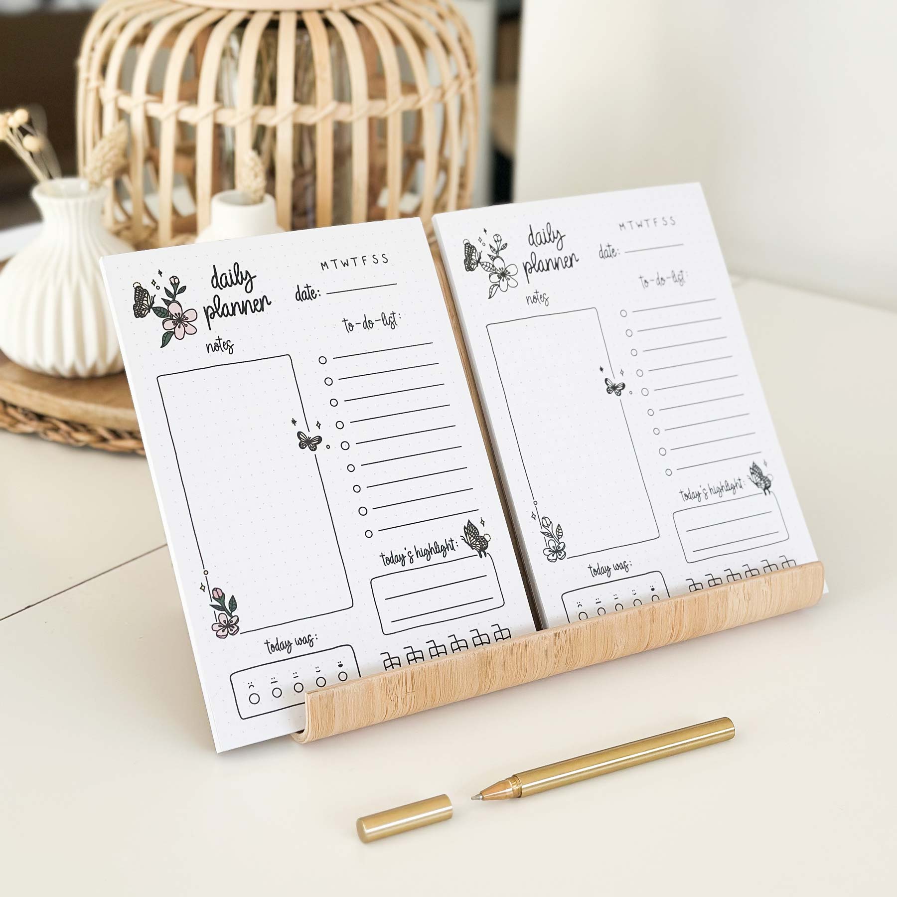 Daily Planner Pad - A5 - Butterflies - 100% Recycled paper - 50 pages ...