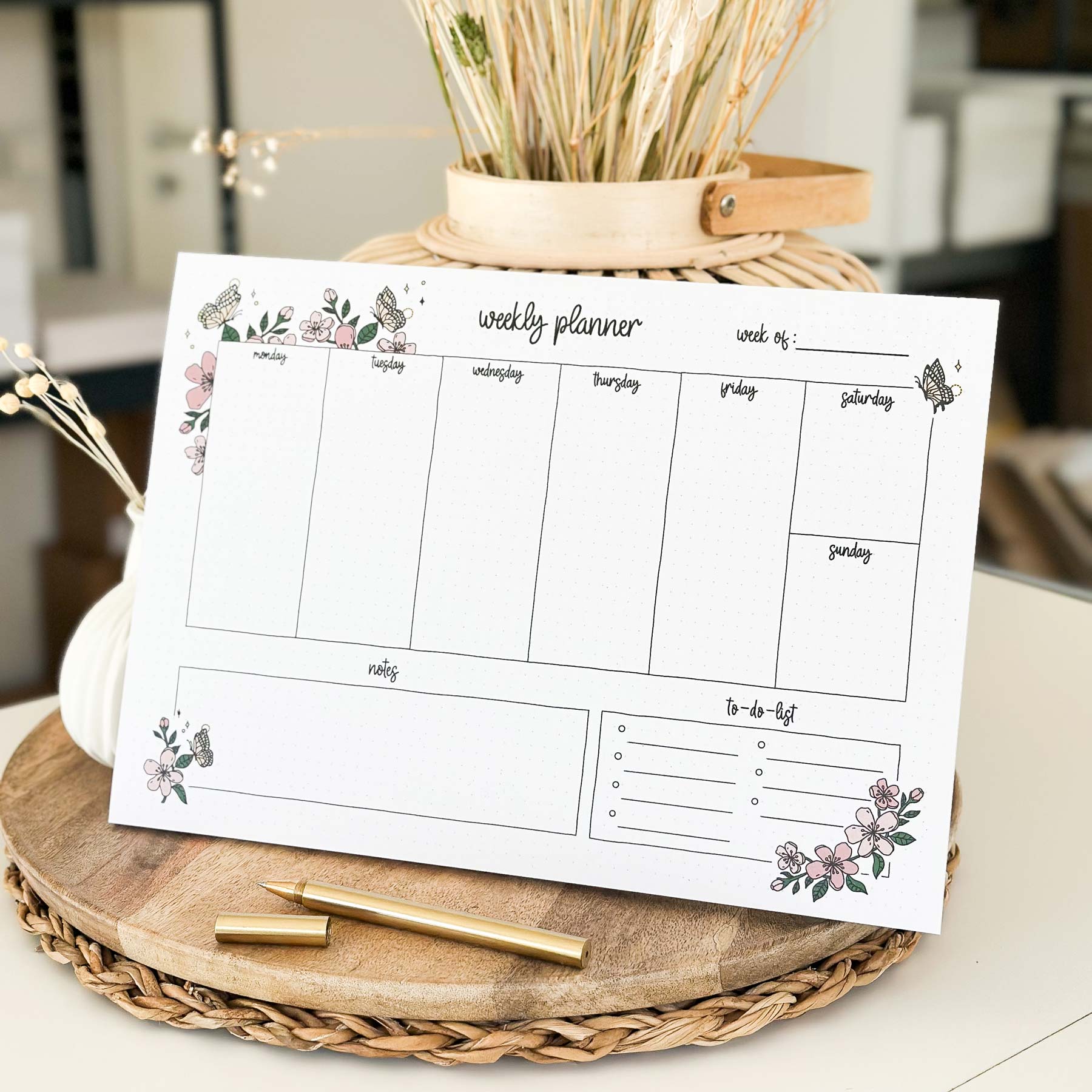 Weekly Planner Pad - A4 - Butterflies - 100% recycled paper - 50 pages ...