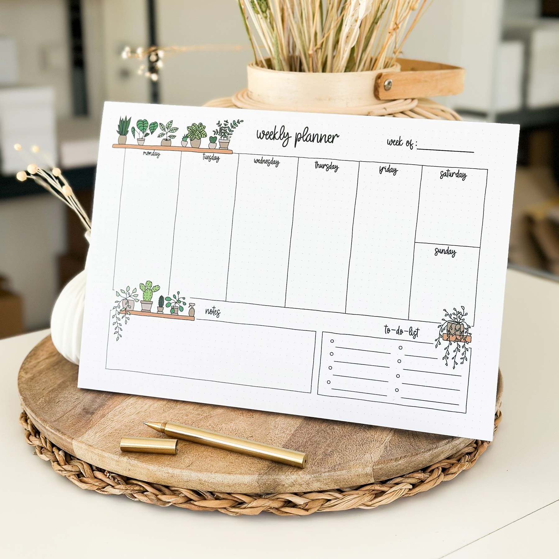 Weekly Planner Pad - A4 - Plants - 100% recycled paper - 50 pages ...