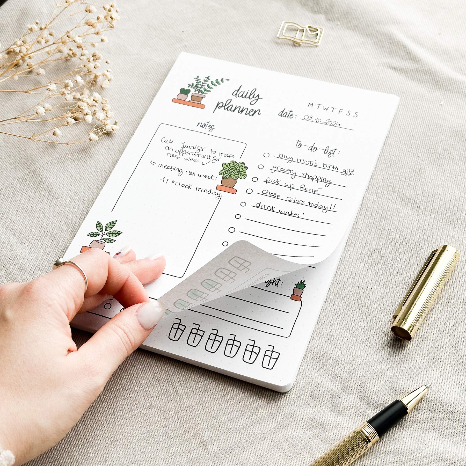 Daily Planner Pad - A5 - Plants - 100% Recycled paper - 50 pages – koko ...